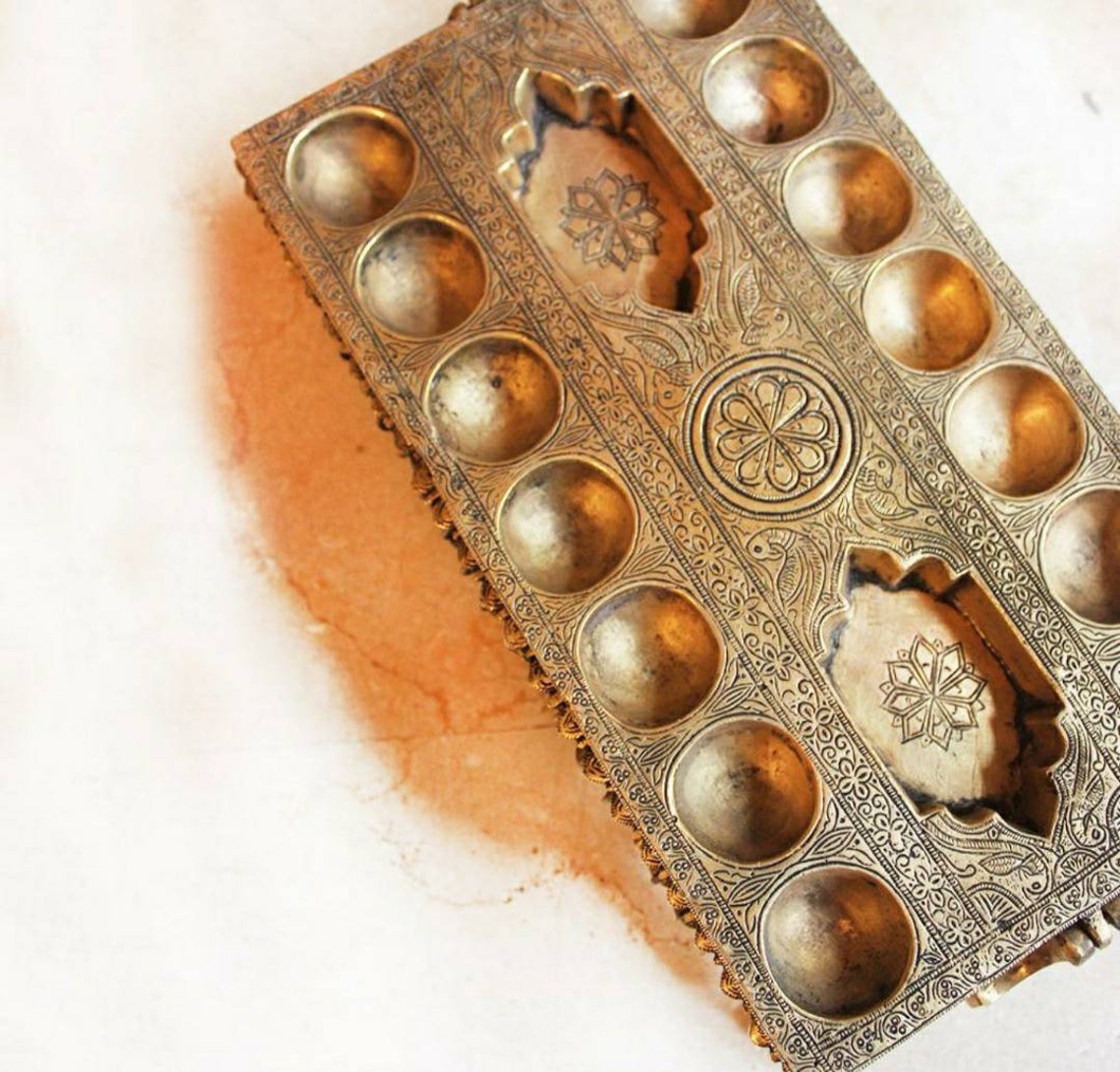 Magnificent Brass Pallanghuzi Board Game With 14 Pits From | Etsy