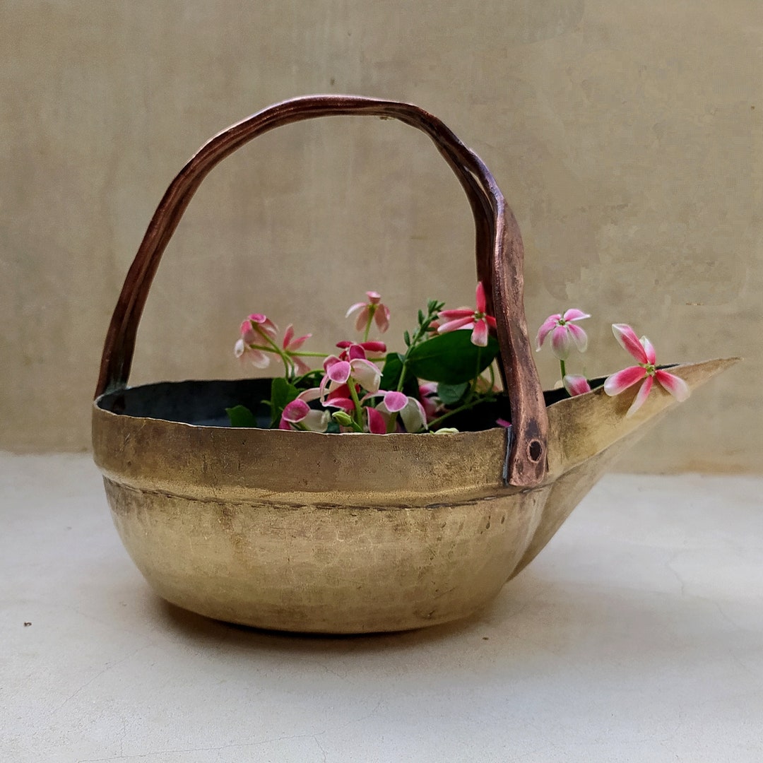 Vintage Brass Food Serving Vessel, Kitchen Utensil From South India, L ...