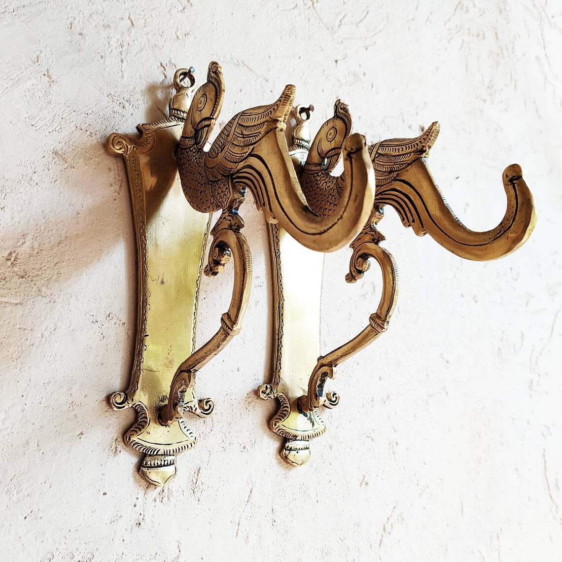 Pair of Ornate Handcrafted Parrot Design Brass Wall Hooks With | Etsy
