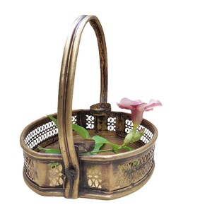Pooja Sajja Vintage Brass Flower Basket, Prayer Basket, L 23x W 21 X Ht ...