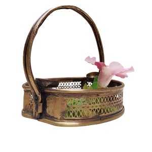 Pooja Sajja Vintage Brass Flower Basket, Prayer Basket, L 23x W 21 X Ht ...