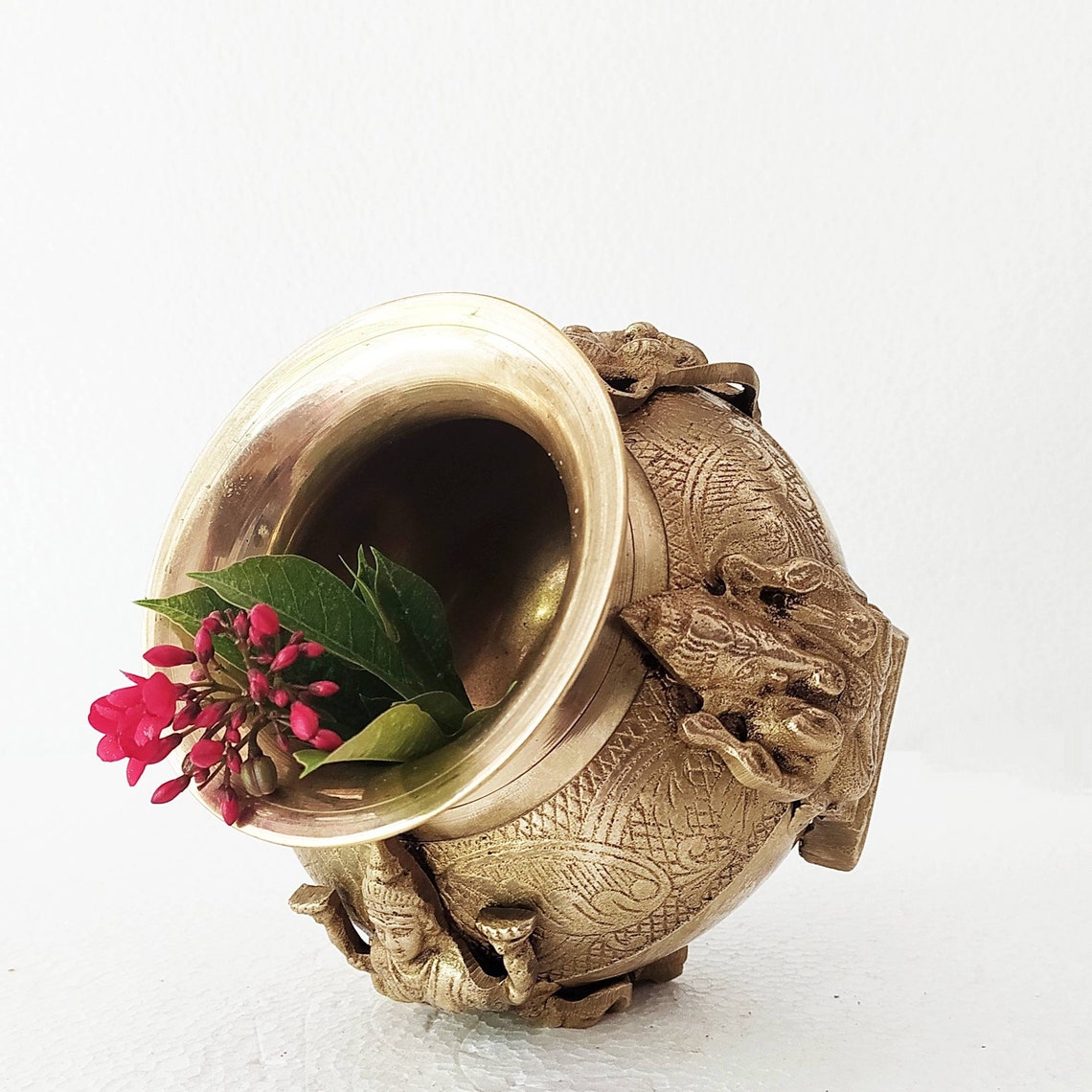 Divine Brass Lota Vessel Depicting 4 Hindu Gods Ganesha | Etsy