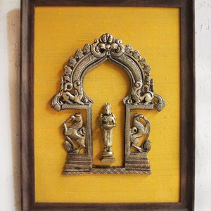 Vintage Brass Prabhavali Frame: Hindu Goddess Meenakshi, Mythical Yalis ...