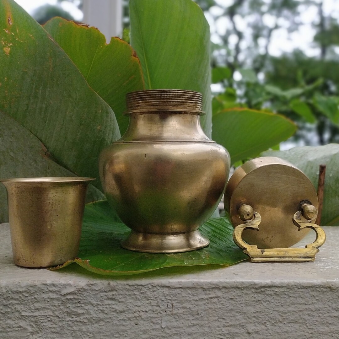 Traditional Brass Gangajal Vessel, Holy Ganges Water From the Himalayas ...