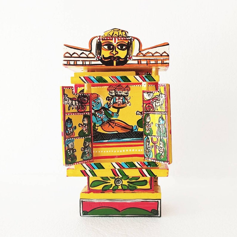 The Yellow Kavaad Wooden Hindu Temple Handmade Shrine Ram - Etsy