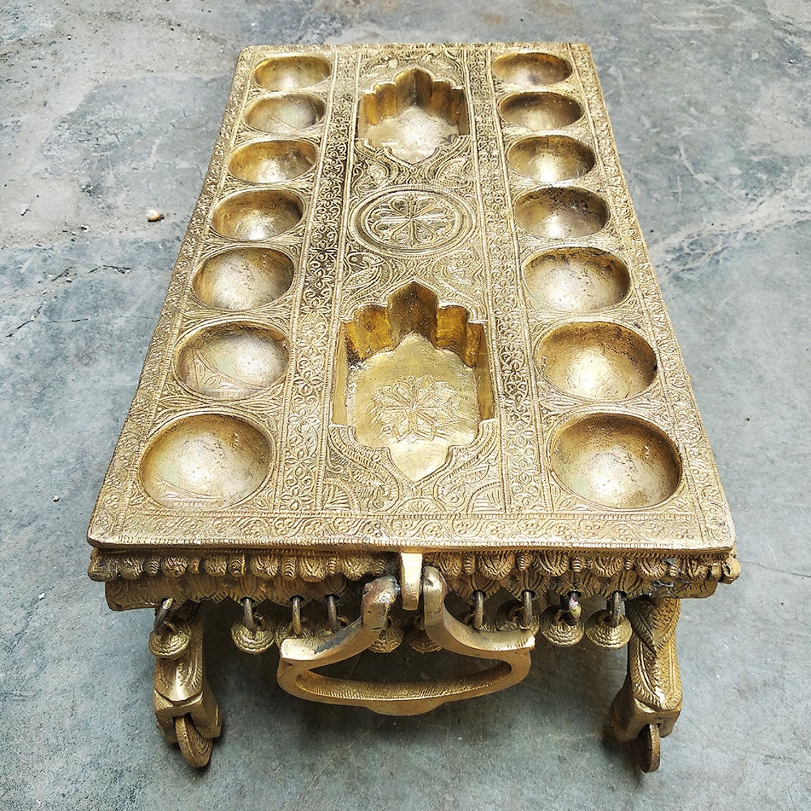 Magnificent Brass Pallanghuzi Board Game With 14 Pits From | Etsy