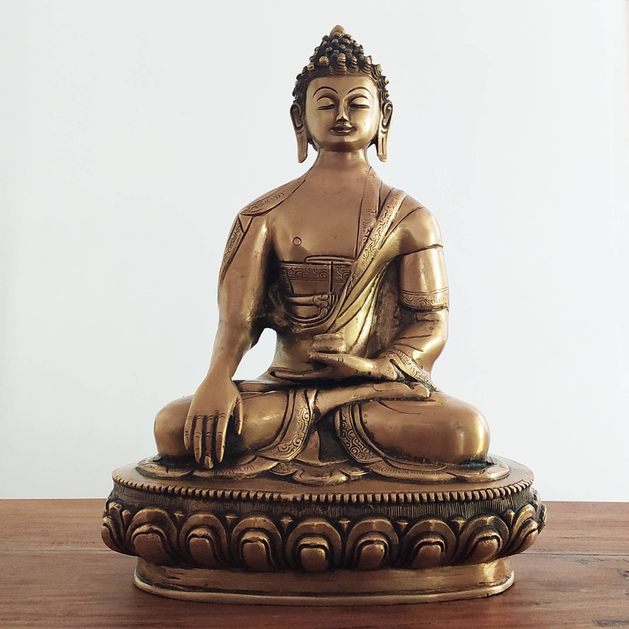 Magnífica escultura de Buda de Bronce en Dharma Chakra Mudra | Etsy