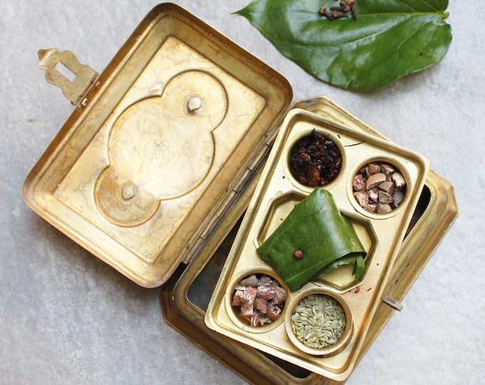 Brass Paan Daan From the South of India With 6 Compartments - L 19 Cm X ...