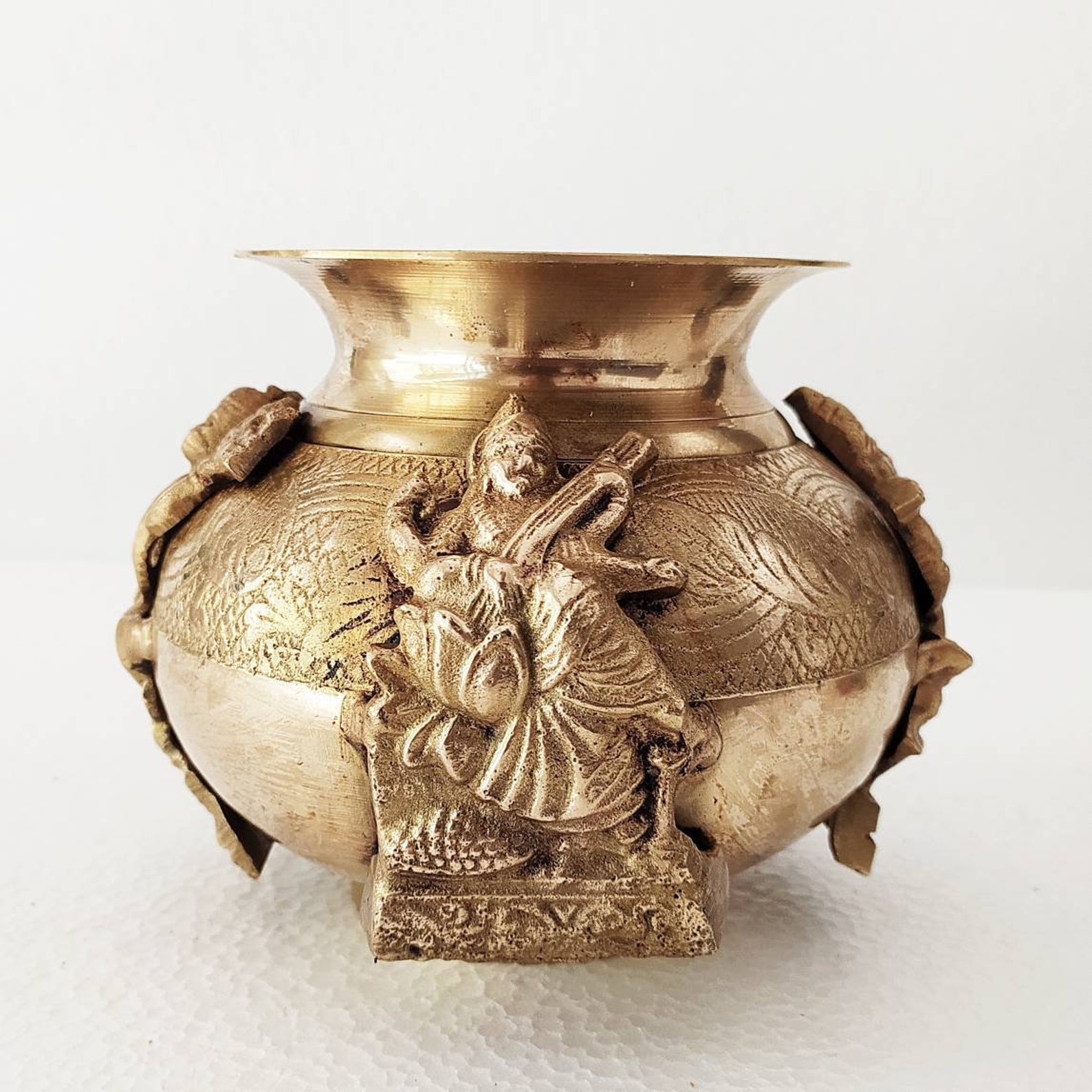 Divine Brass Lota Vessel Depicting 4 Hindu Gods Ganesha | Etsy