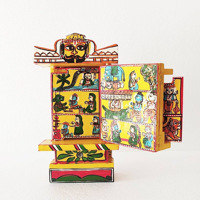 The Yellow Kavaad Wooden Hindu Temple Handmade Shrine Ram - Etsy