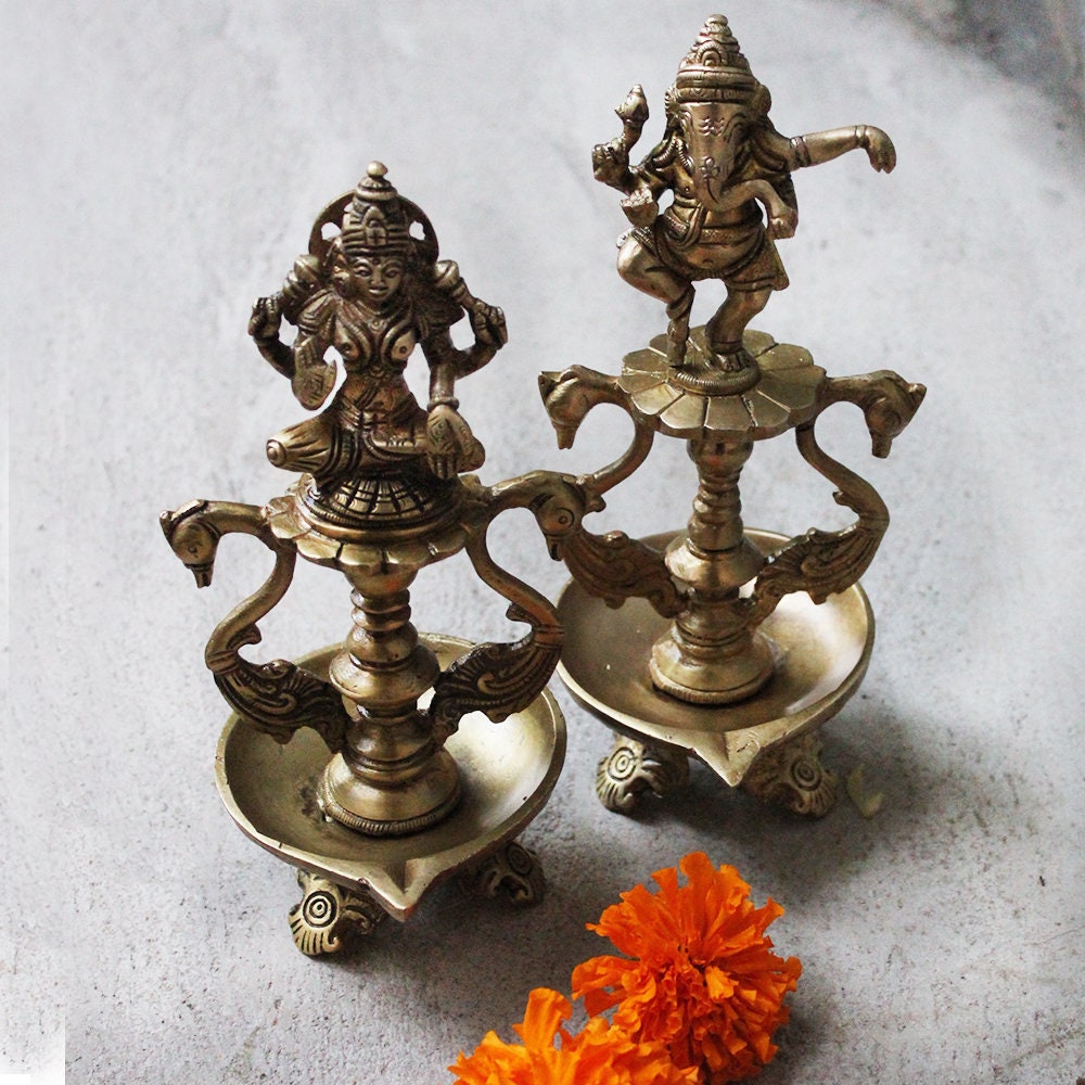 Set of 2 Hand Crafted Oil Lamps of Hindu Deities Lord Ganesha - Etsy