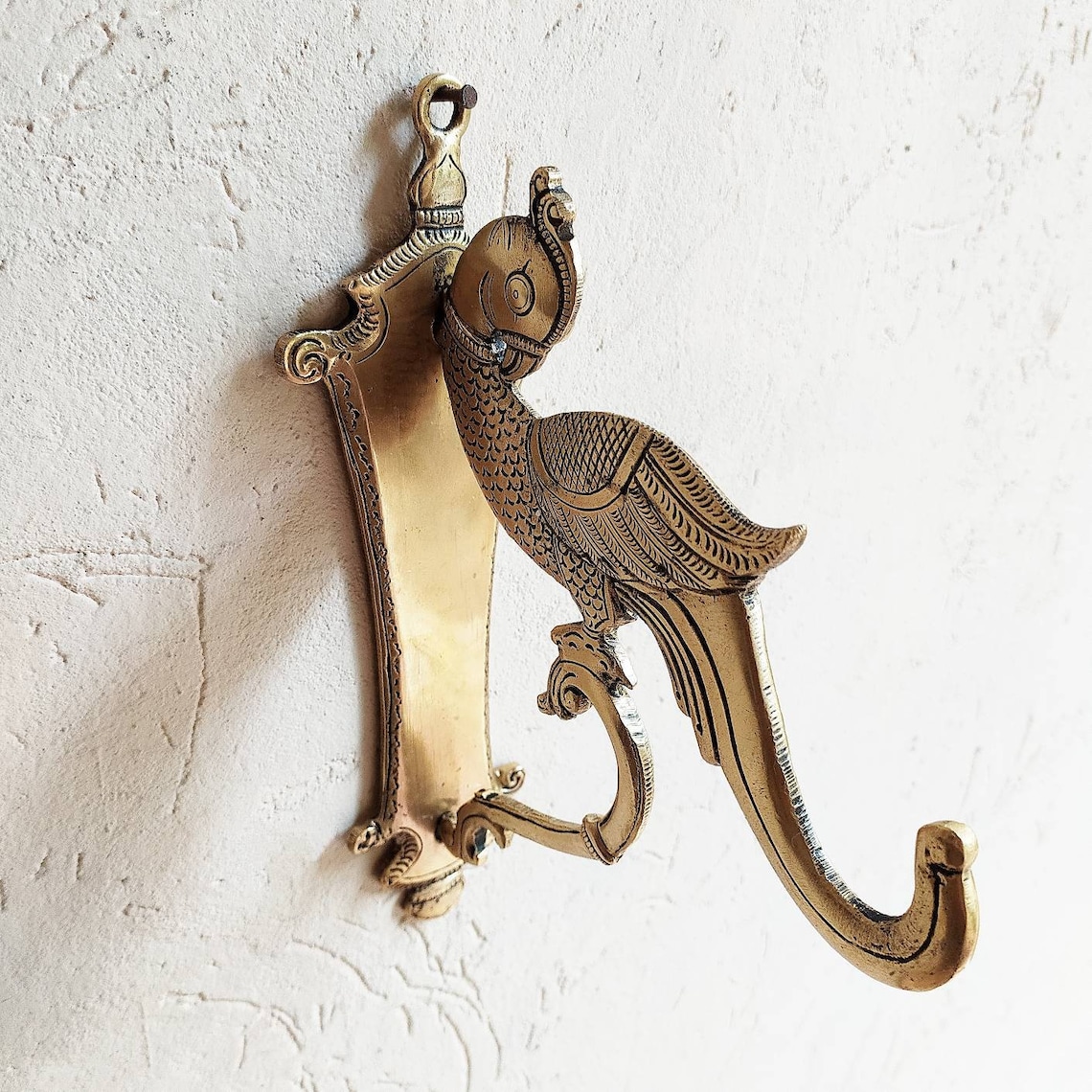 Pair of Ornate Handcrafted Parrot Design Brass Wall Hooks With | Etsy