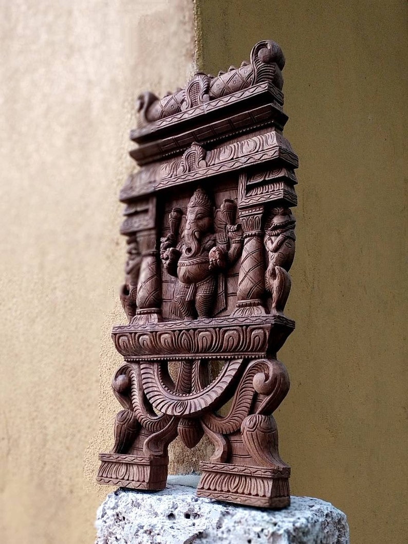 Handcrafted Wood Kavadi Panel of Lord Ganesha God of Wisdom - Etsy