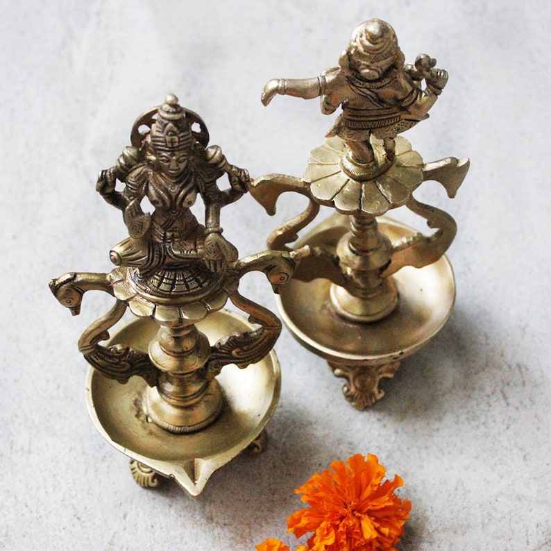 Set of 2 Hand Crafted Oil Lamps Of Hindu Deities Lord Ganesha | Etsy
