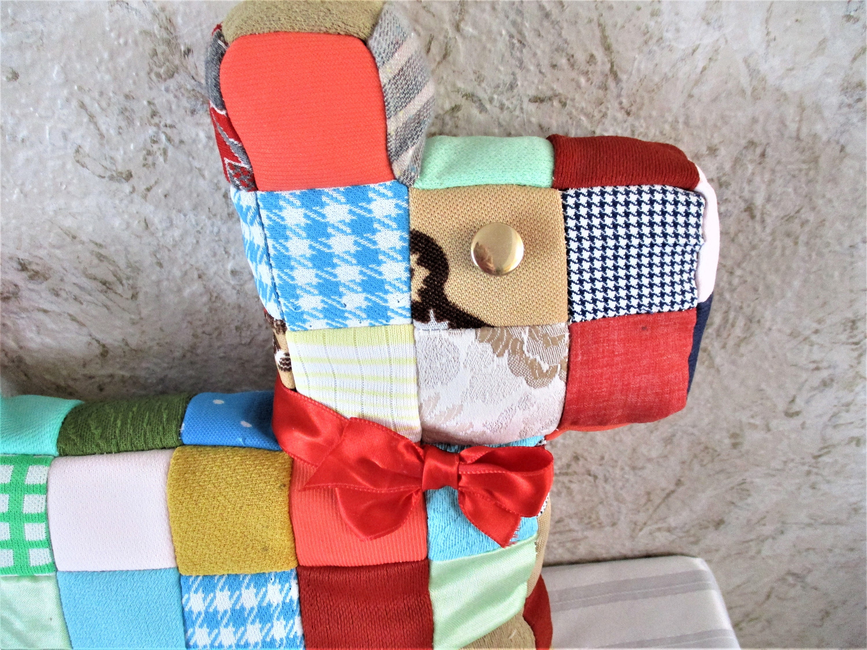 Vintage Patchwork Quilted Toy Stuffed Dog Handmade Polyester | Etsy