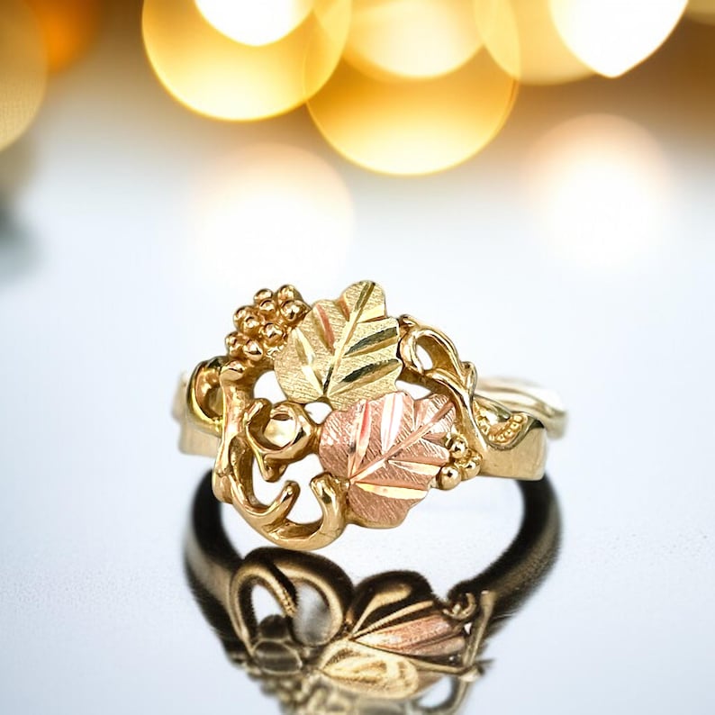 Black Hills Gold Grapes and Leaves Design Ring in 10K Two Tone Gold - Etsy