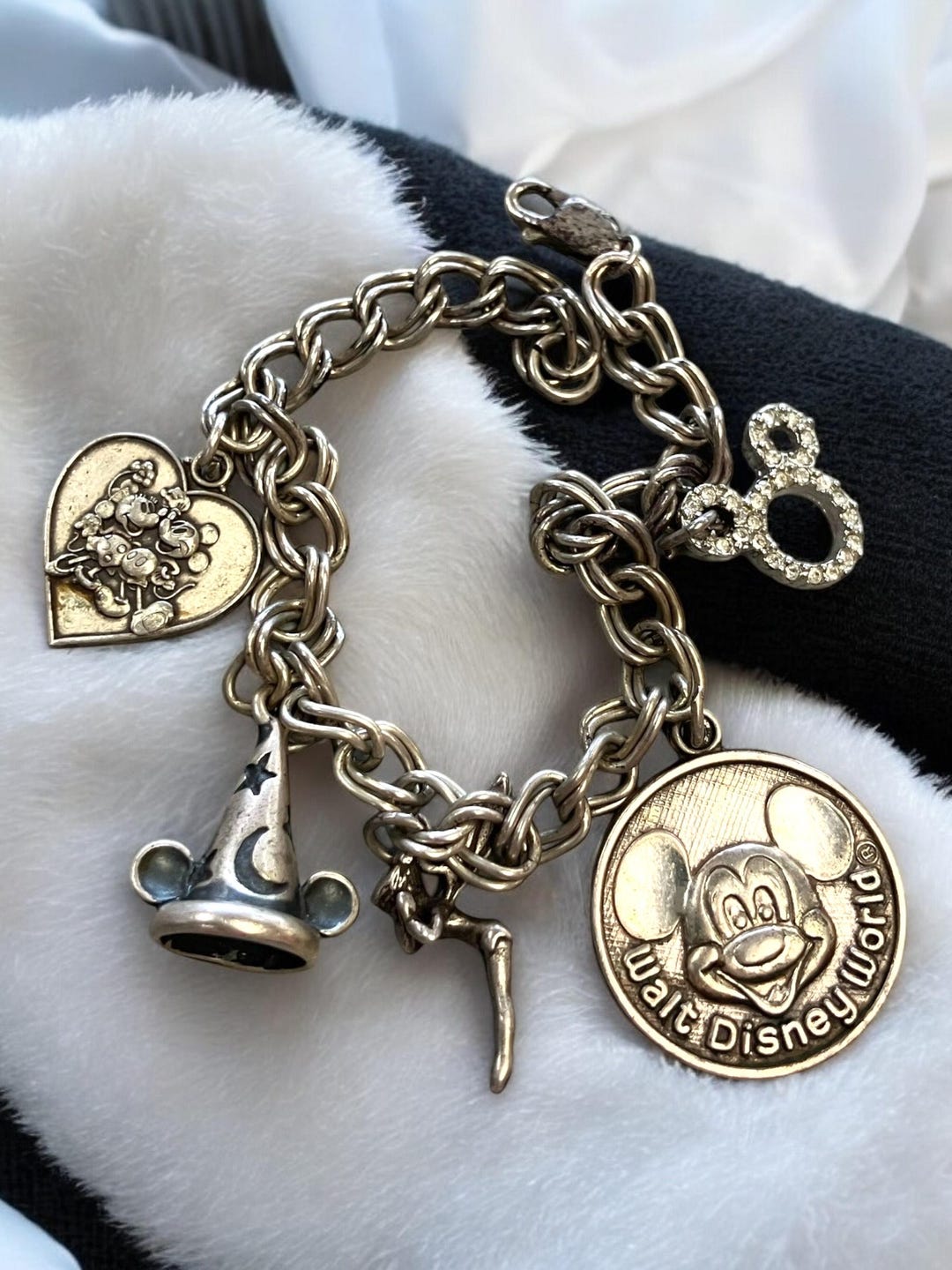Vintage Disney Sterling Silver Charm Bracelet | 5 Charms Including ...