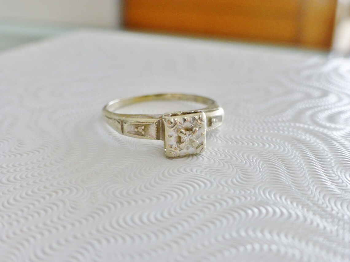 Starfire Antique Art Deco Round Diamond Engagement Ring Ladies | Etsy