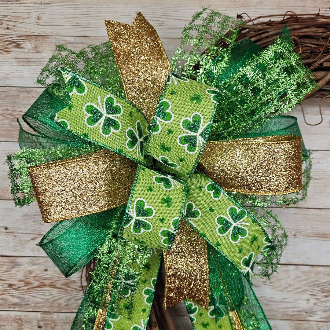 St Patricks Day Wreath Bow, Shamrock Bow, St Patricks Day Decor, Bow ...