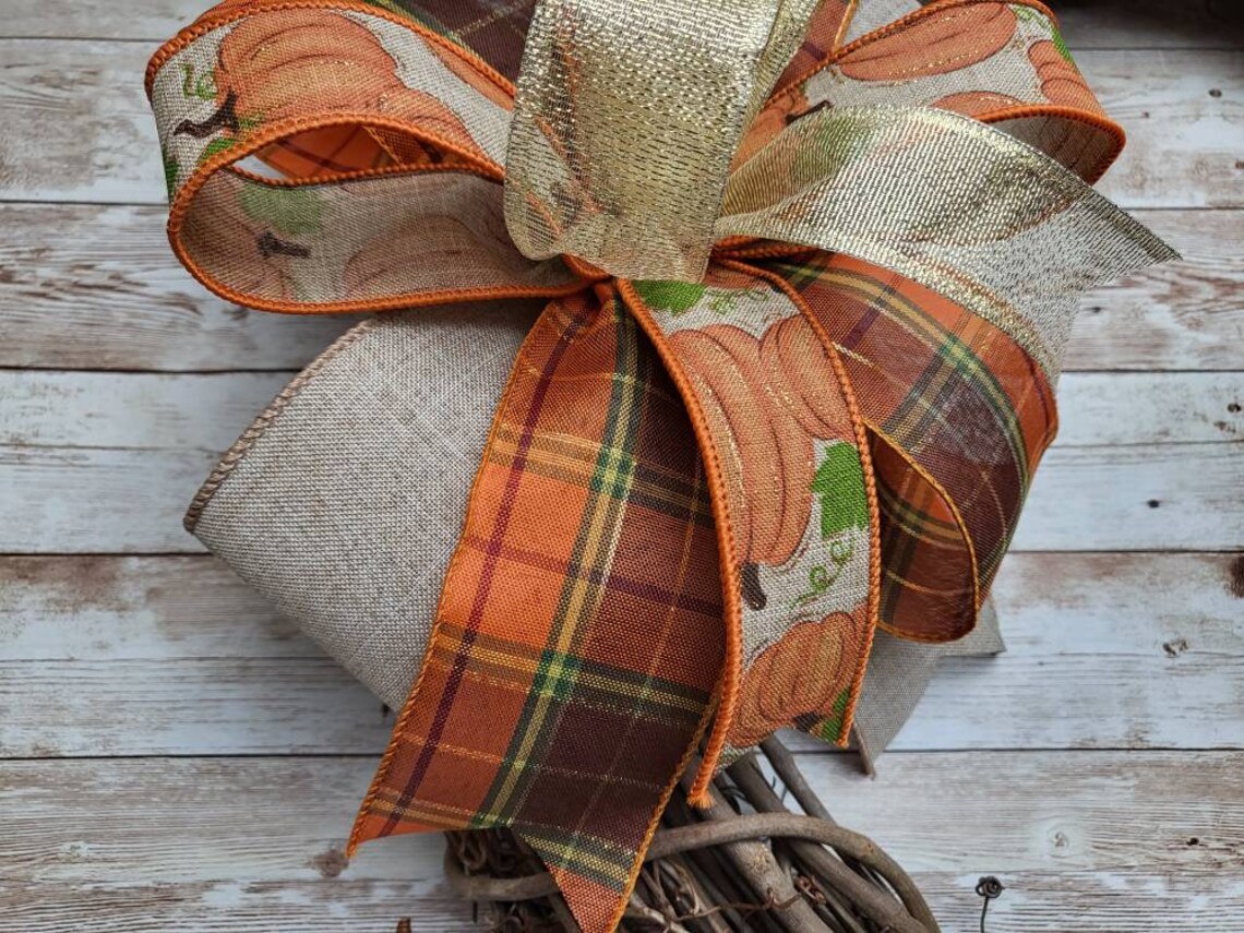 Fall Bow for Wreath Pumpkin Wreath Bow Plaid Bow Autumn - Etsy