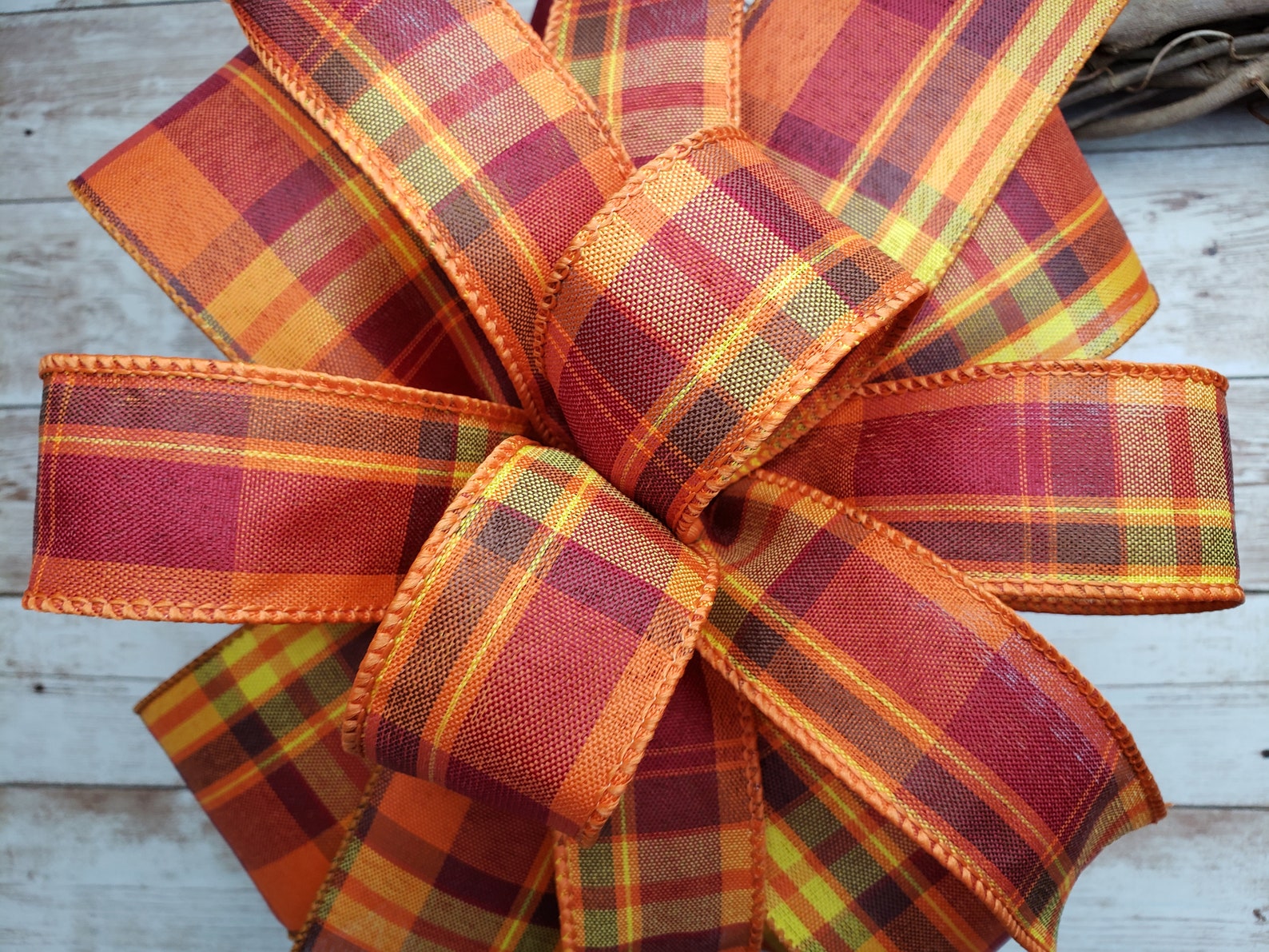 Fall Wreath Bow Fall Plaid Bow Fall Bow for Wreath Orange - Etsy