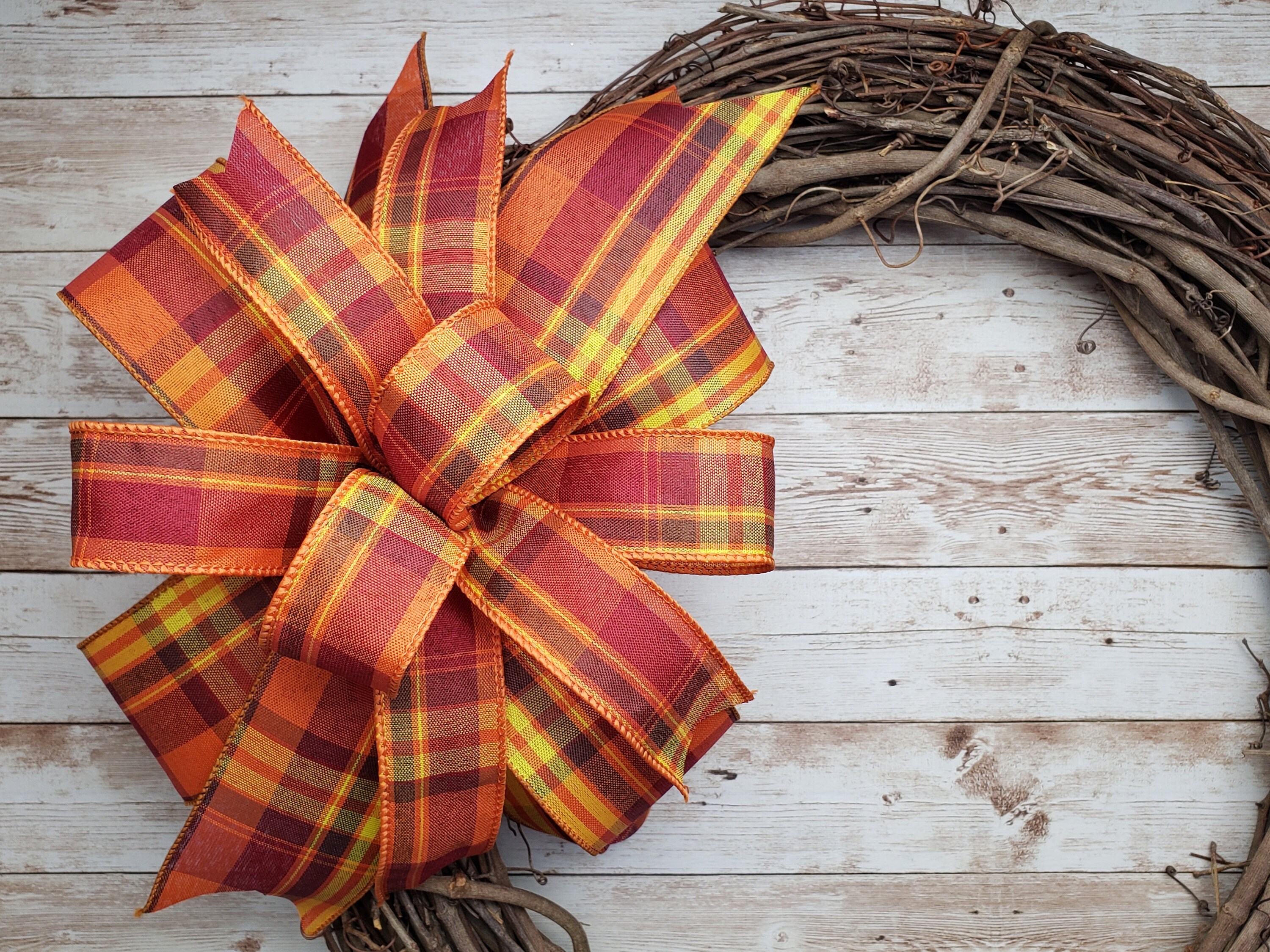 Fall Wreath Bow Fall Plaid Bow Fall Bow for Wreath Orange - Etsy