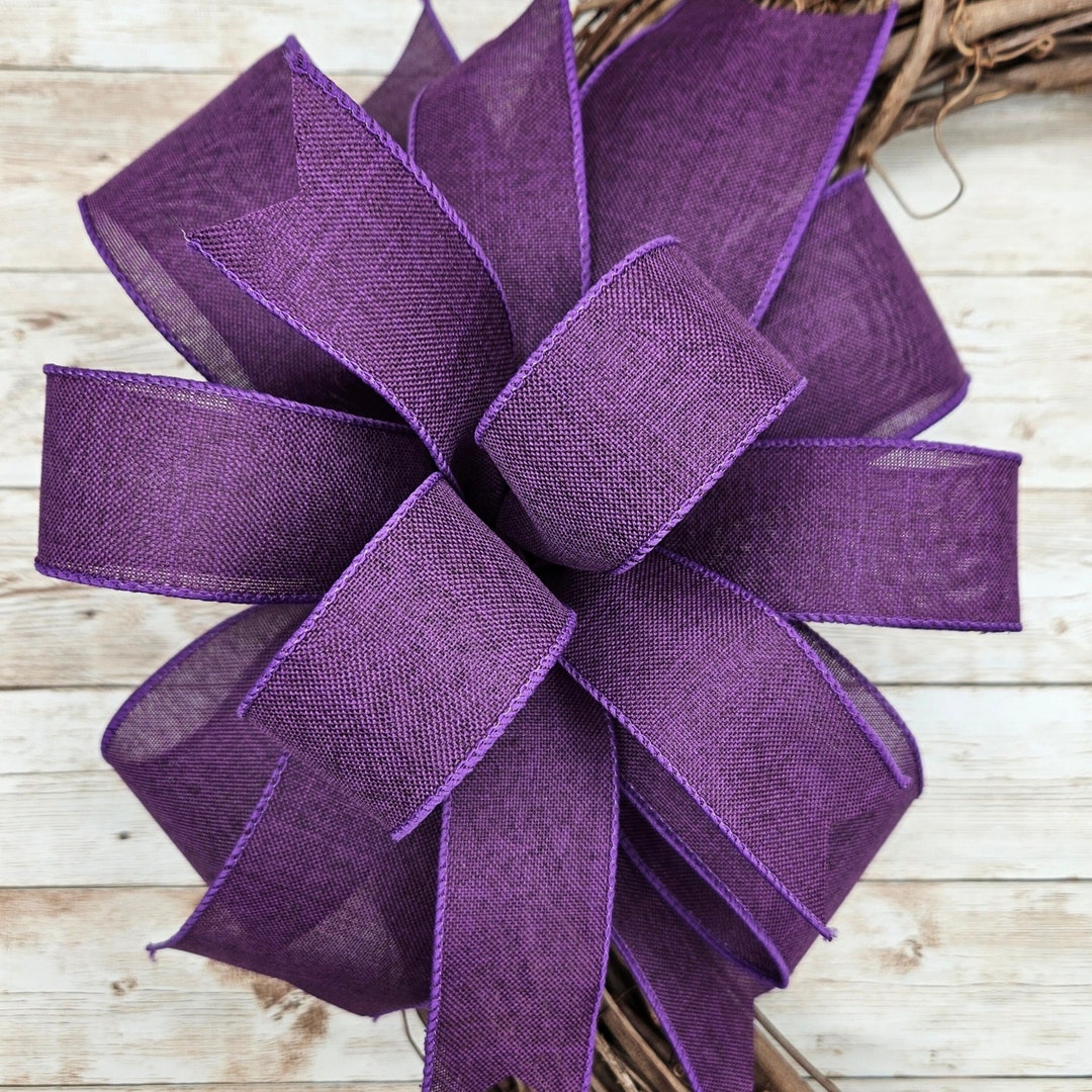 Dark Purple Bow for Wreath, Spring Wreath Bow, Summer Bow, Easter ...