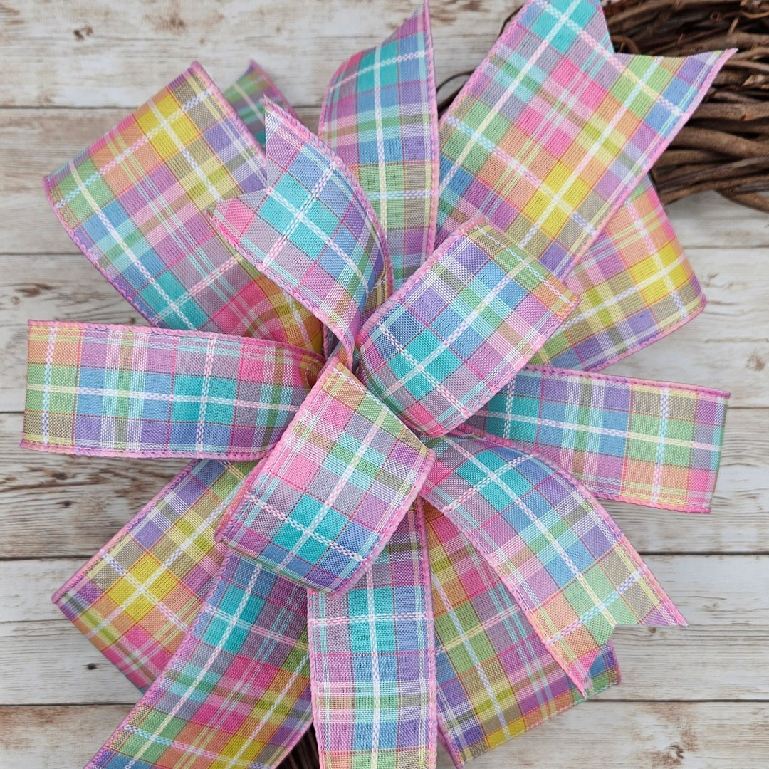 Spring Wreath Bow, Plaid Bow for Wreath, Easter Bow, Easter Decor ...