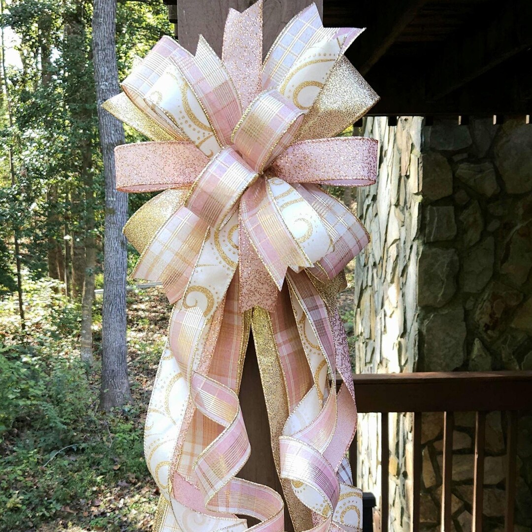 Rose Gold Christmas Bows, Large Bow for Wreath, Mailbox Bow, Front Door ...