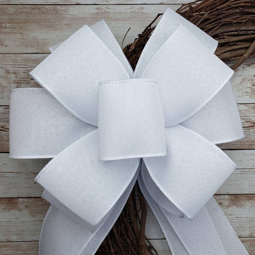White Bow for Wreath, Spring Bow, Summer Bow, Lantern Bow, Door Hanger ...