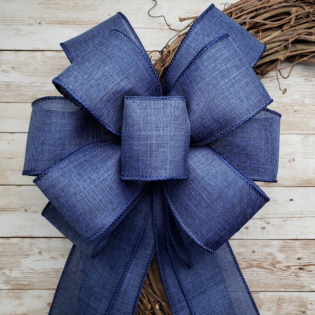 Navy Blue Wreath Bow, Spring Bow for Wreath, Summer Bow, Lantern Bow ...
