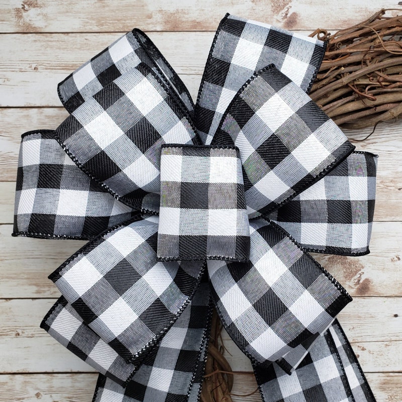 Black and White Plaid Bows - Etsy