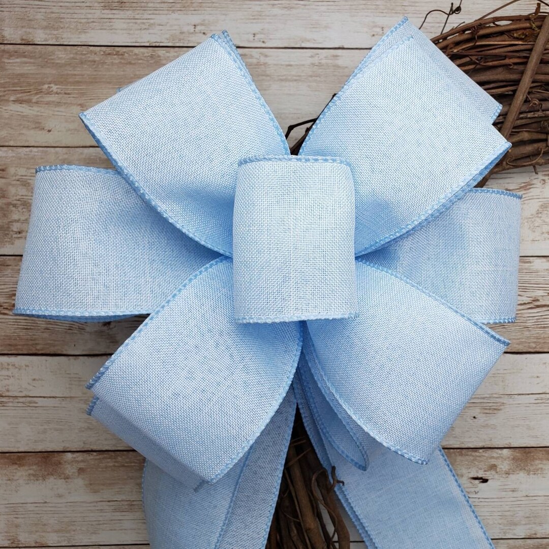Light Blue Wreath Bow, Spring Bow for Wreath, Summer Bow, Winter Bow ...