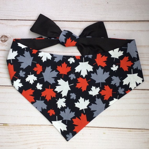 O Canada Bandana Black with White Red and Grey Maple Leafs | Etsy