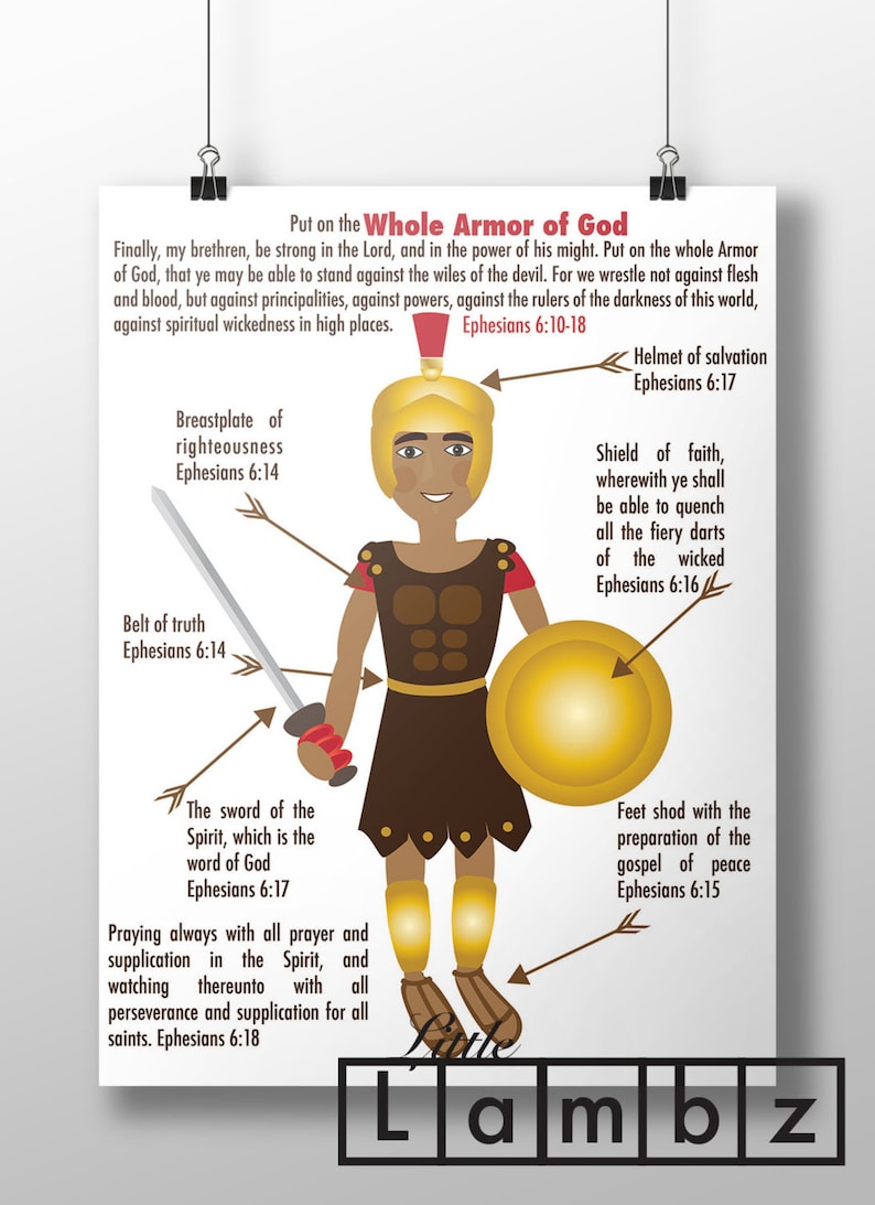 Ephesians 6, Holy Armor, Armor of God, Set of 4 Printable Prints ...