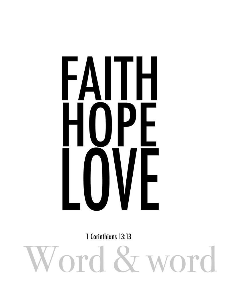 Faith Hope Love. 1 Corinthians 13:13. Bible Verse Decor. - Etsy