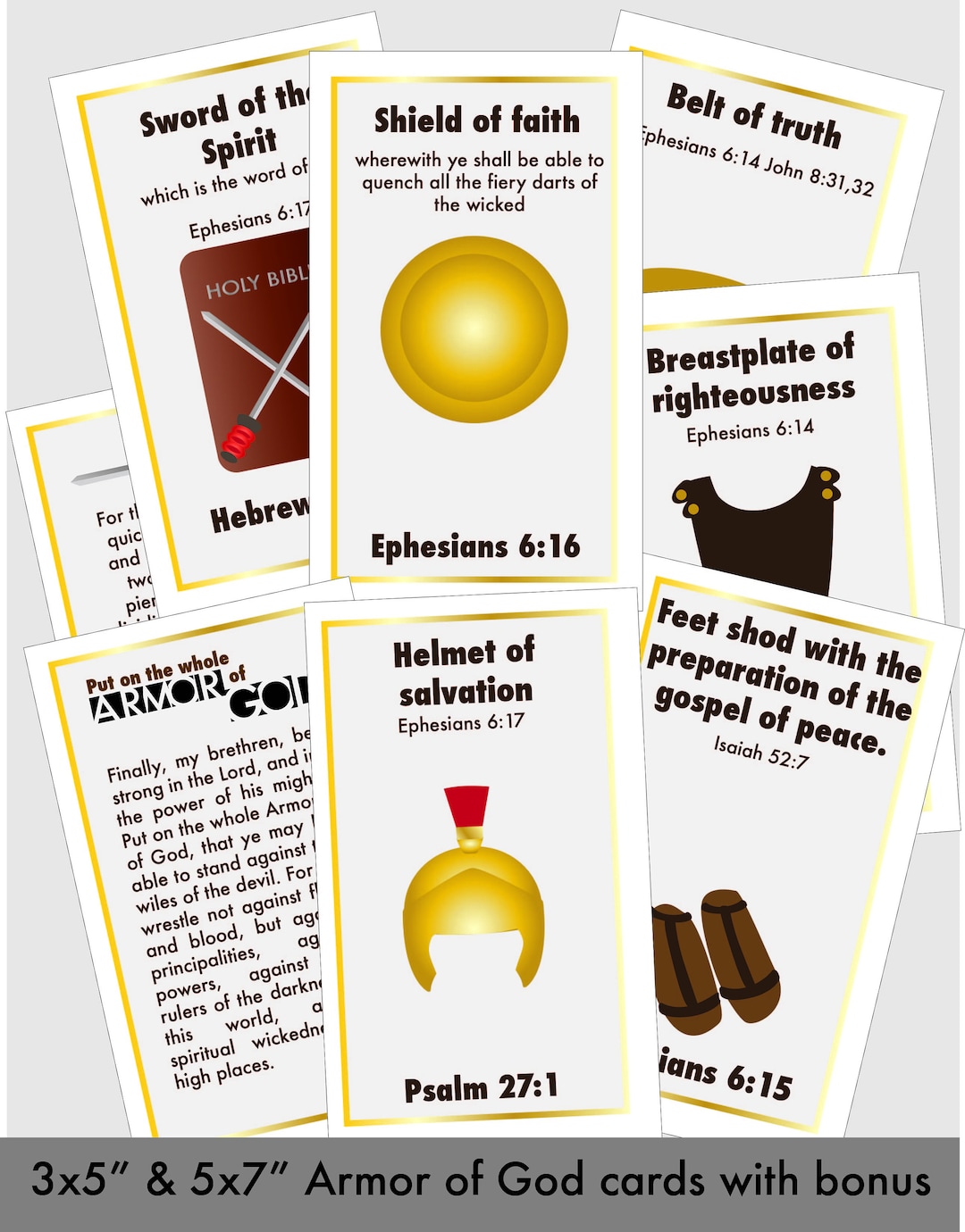 Armor of God Wall Art and Printable Cards, DIY Printable,ephesians 6:10 ...