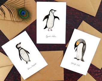 Penguin Note Cards Stationery Set of 10 Cards - Etsy