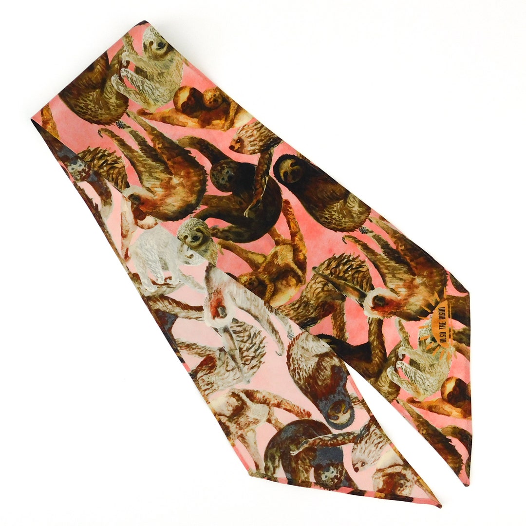 Sleuth of Sloths Print Silk Skinny Minnie - Hair Band - Corbata - Etsy ...