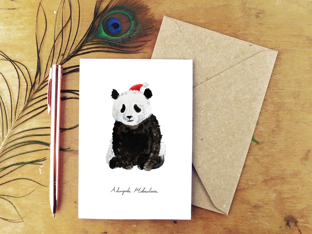 Giant Panda Christmas Card - Etsy