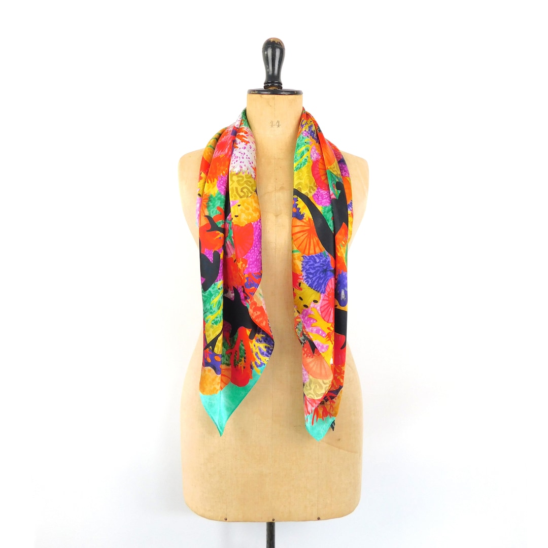 Anthozoa Coral Reef Print Silk Scarf - Etsy