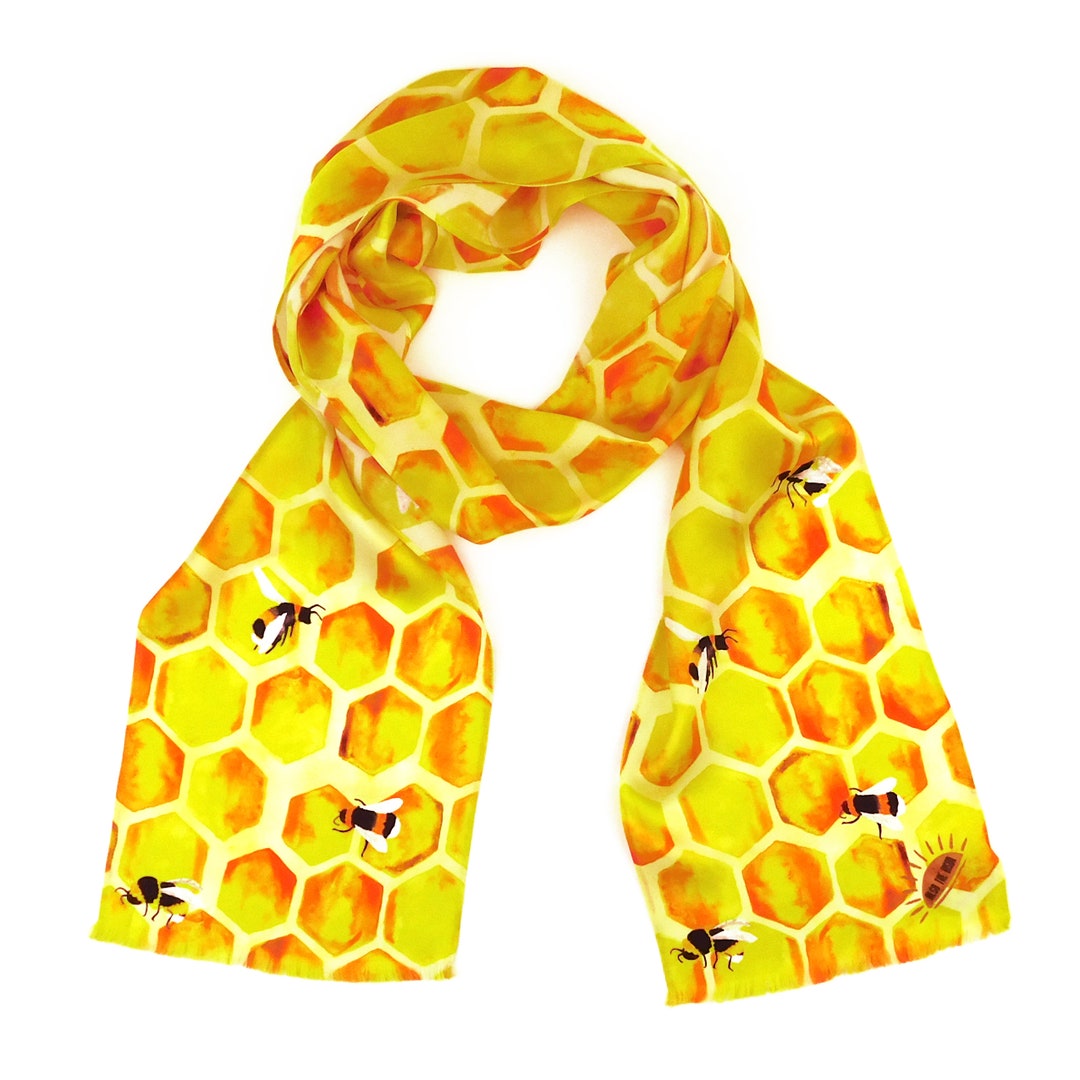 Mellifera Print Silk Amelia Aviator Scarf - Etsy