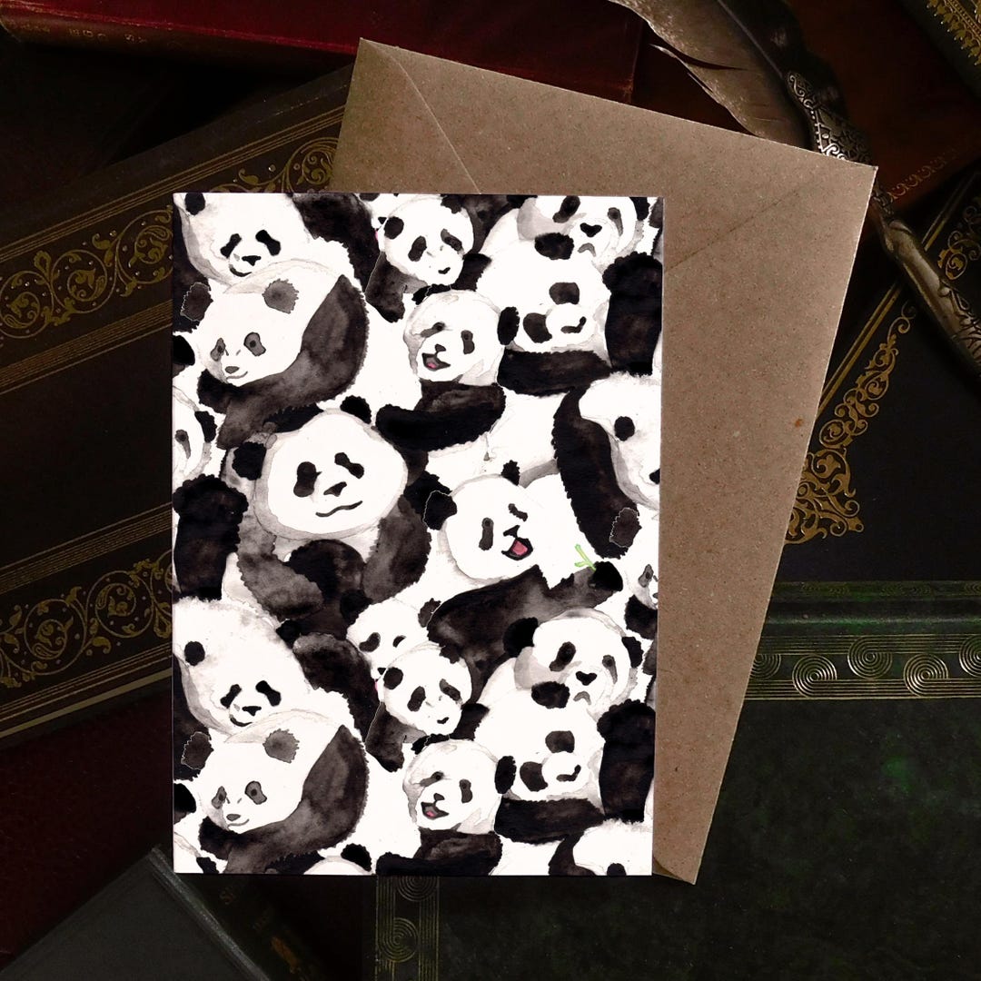 Embarrassment of Pandas Print A6 Notecard - Blank Inside Greetings Card ...