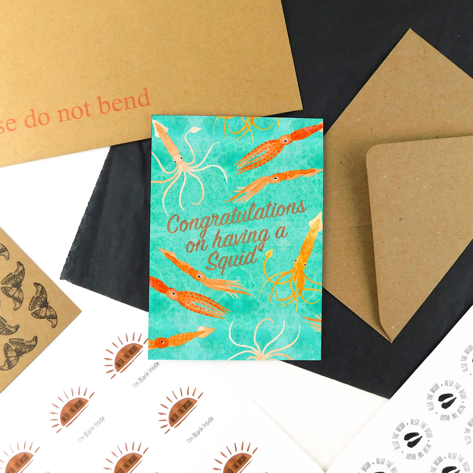 Congratulations on Having A Squid Greetings Card - Etsy