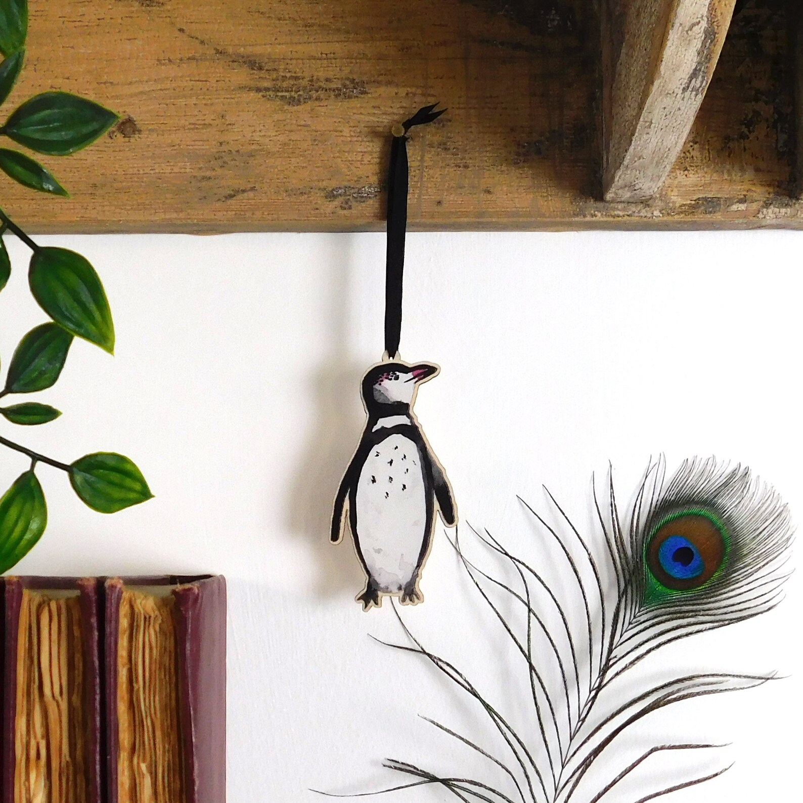 Penguin Wooden Hanging Decoration - Eco Christmas Bauble - Etsy
