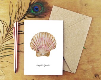 Seashells by the Seashore Shell Painting Greeting Card Seaglass Scallop ...