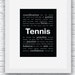 Tennis Words Wall Art Printable, Black and White Art, Sport Decor ...