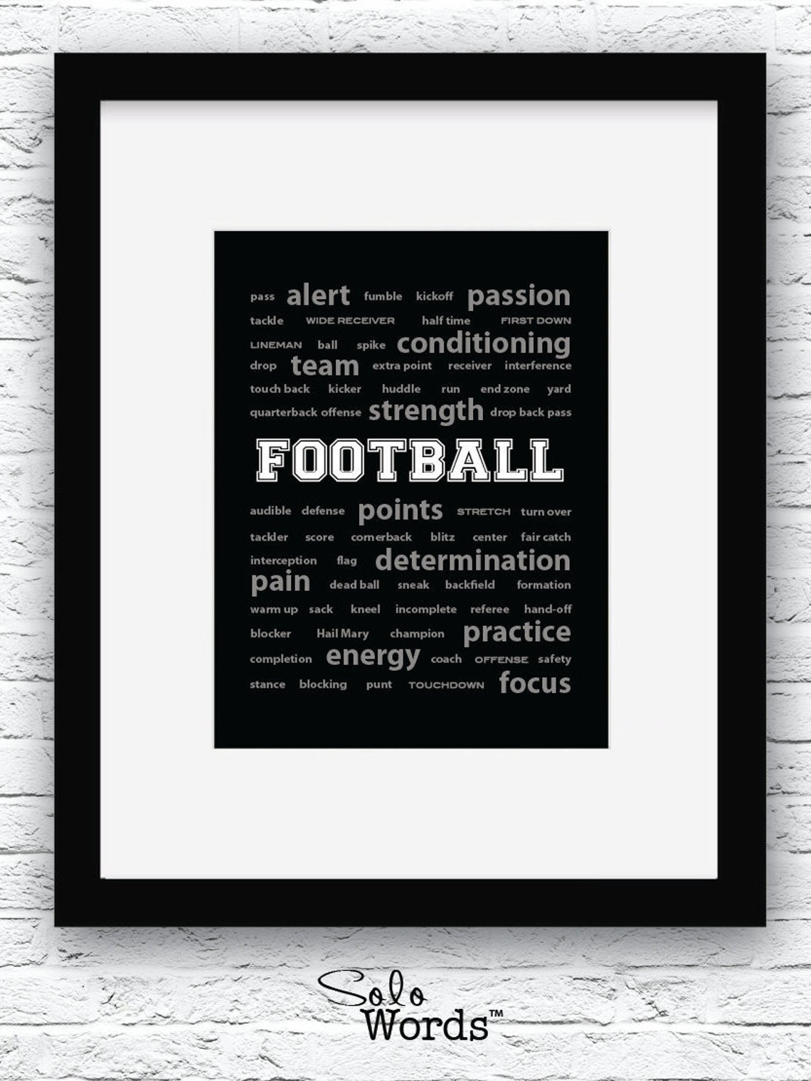 Football Words Wall Art Printable Black and White Art Sport - Etsy Norway