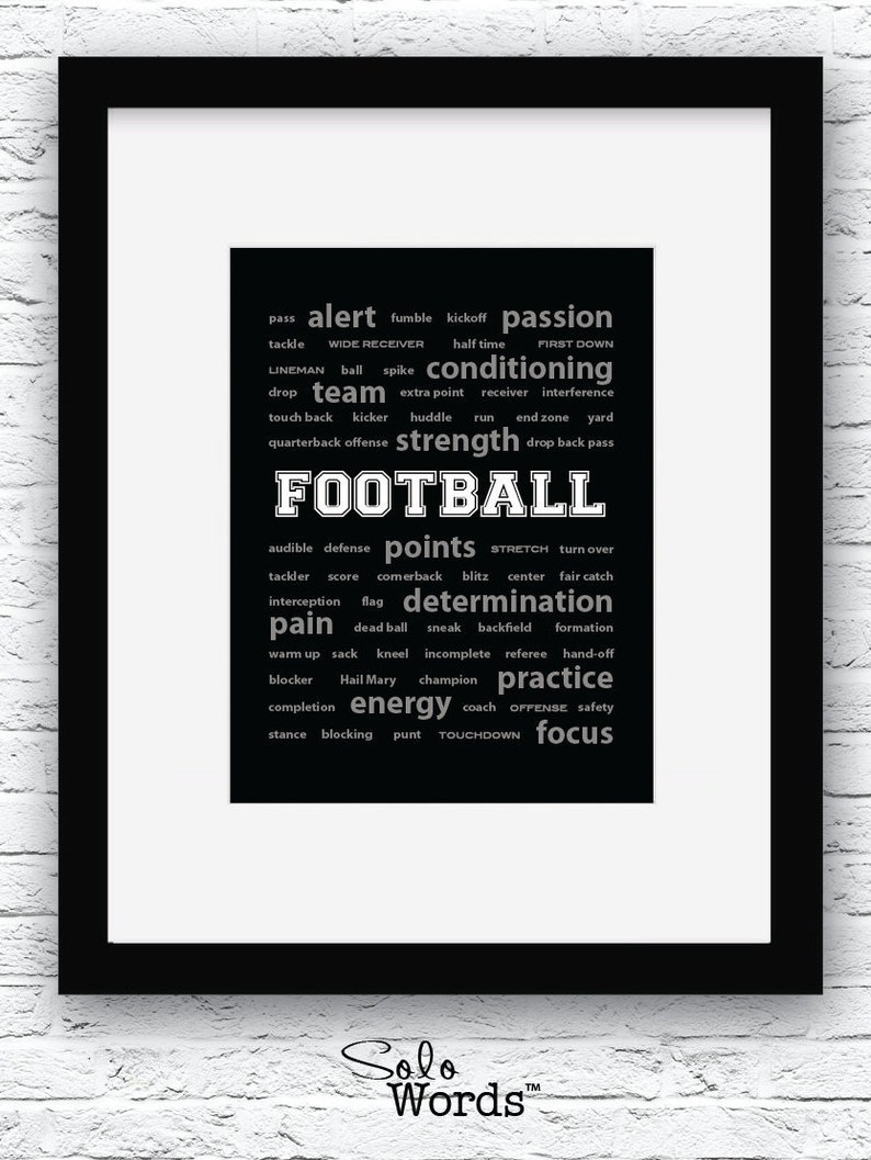 Football Words Wall Art Printable Black and White Art Sport - Etsy Norway