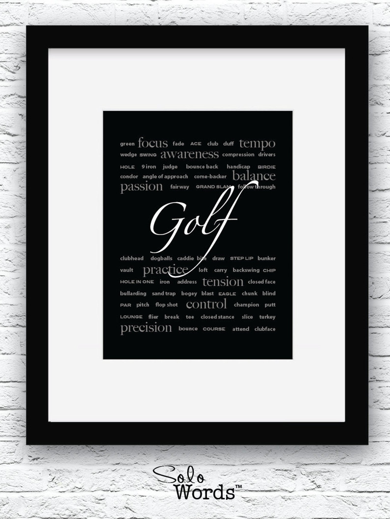 Golf Words Wall Art Printable Black and White Art Golf - Etsy